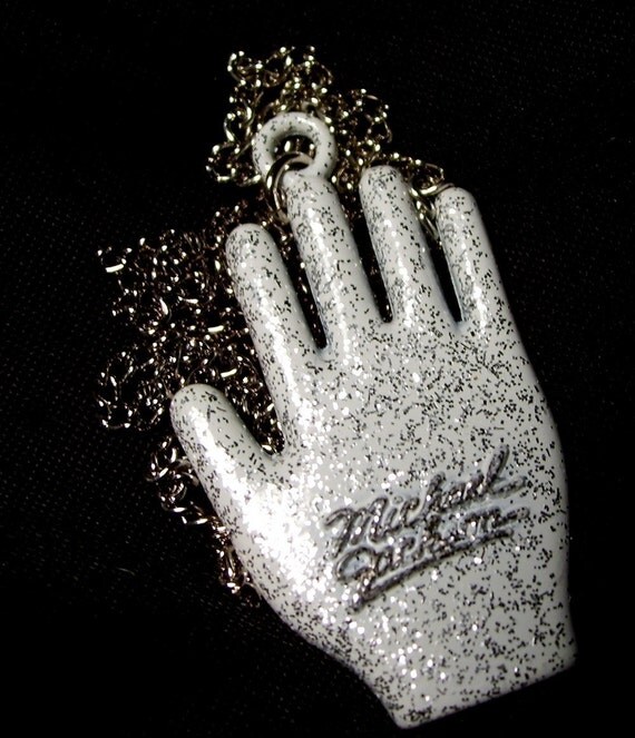 vintage 1980s MICHAEL JACKSON necklace glitter GLOVE thriller