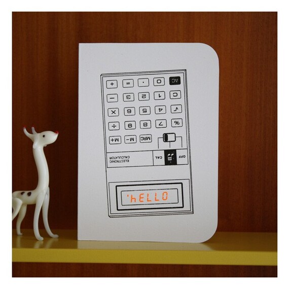 Items similar to Calculator says Hello greeting card on Etsy