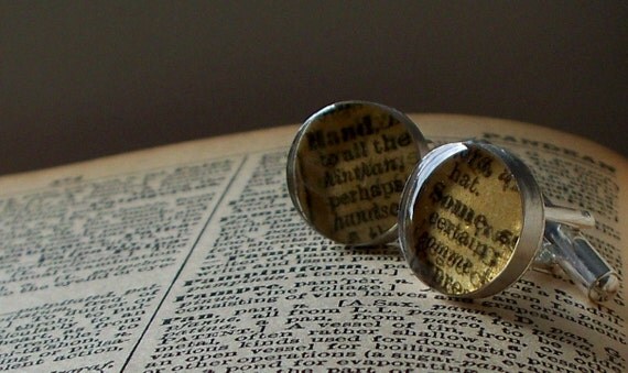 Vintage Dictionary Drop Cufflinks On Stainless By Bylynnkrestel