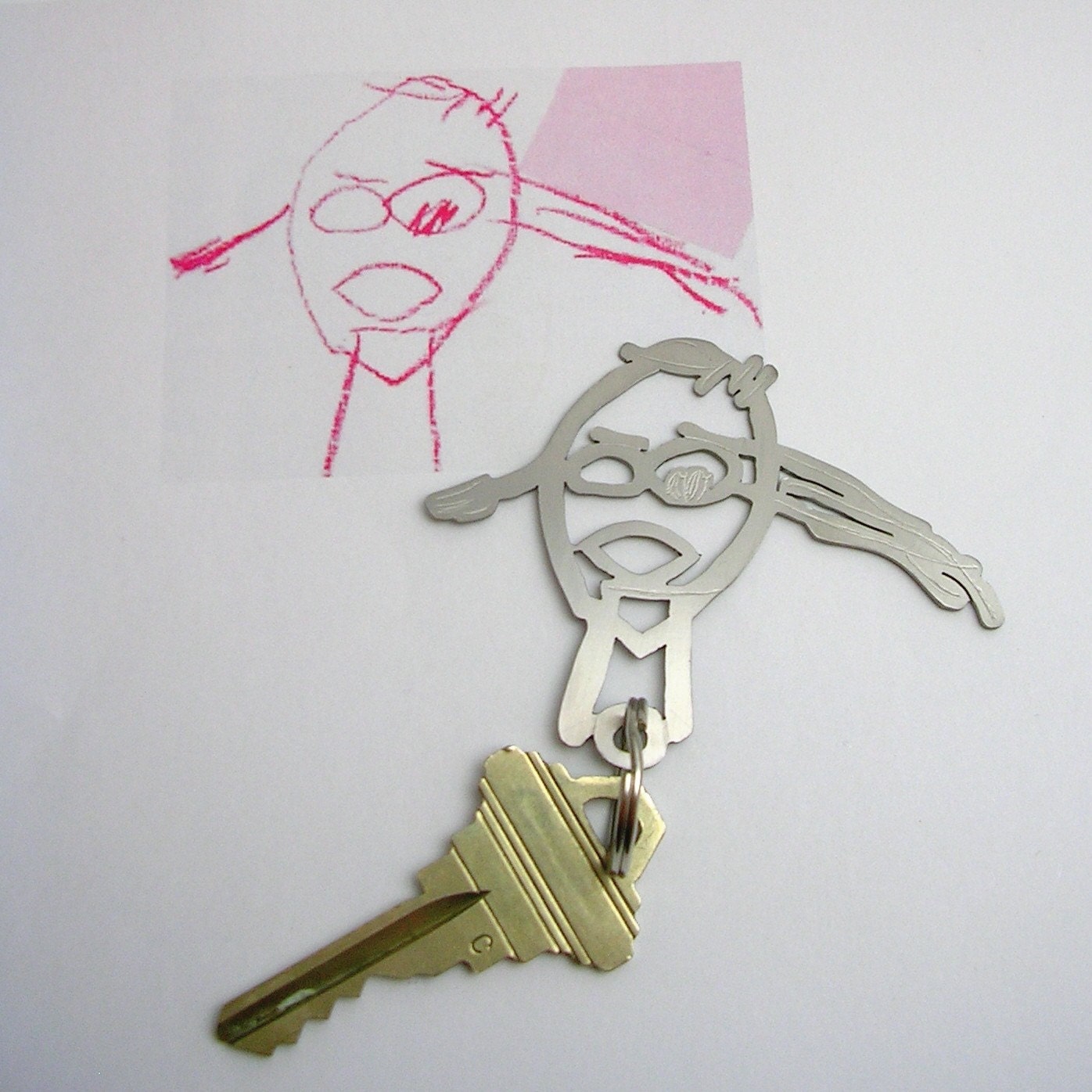 Your child's drawing on key chain for DAD must by formiadesign