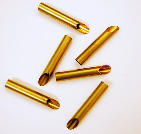 8 pieces of vintage brass tube cylinder shape with diagonal