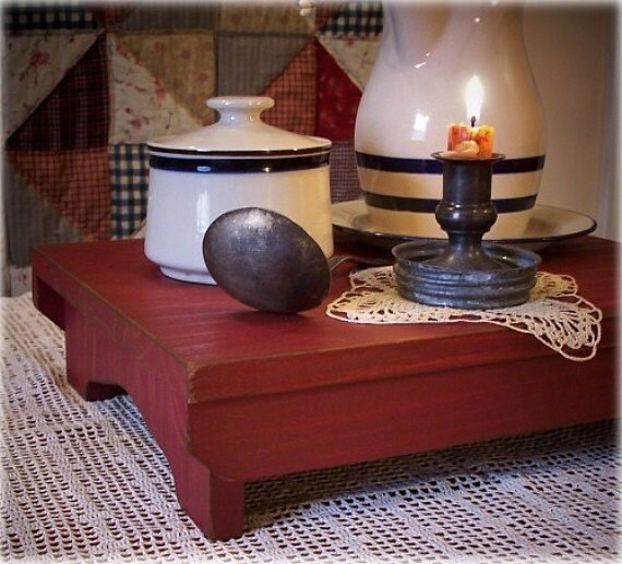 Items similar to Primitive Barn Red Table Riser Bench Farmhouse ...
