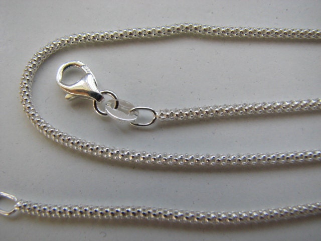 32 inch Sterling Silver 2mm Popcorn Chain Necklace with