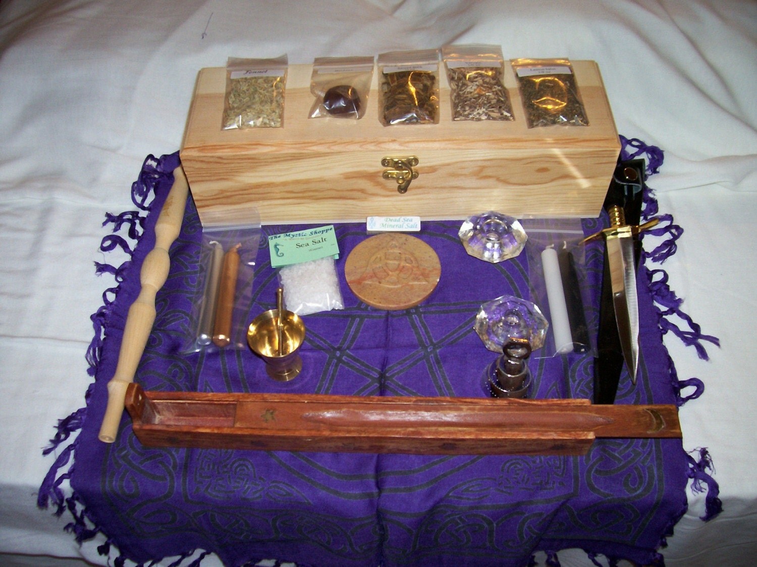 Portable Wiccan Altar Kit Wooden Box