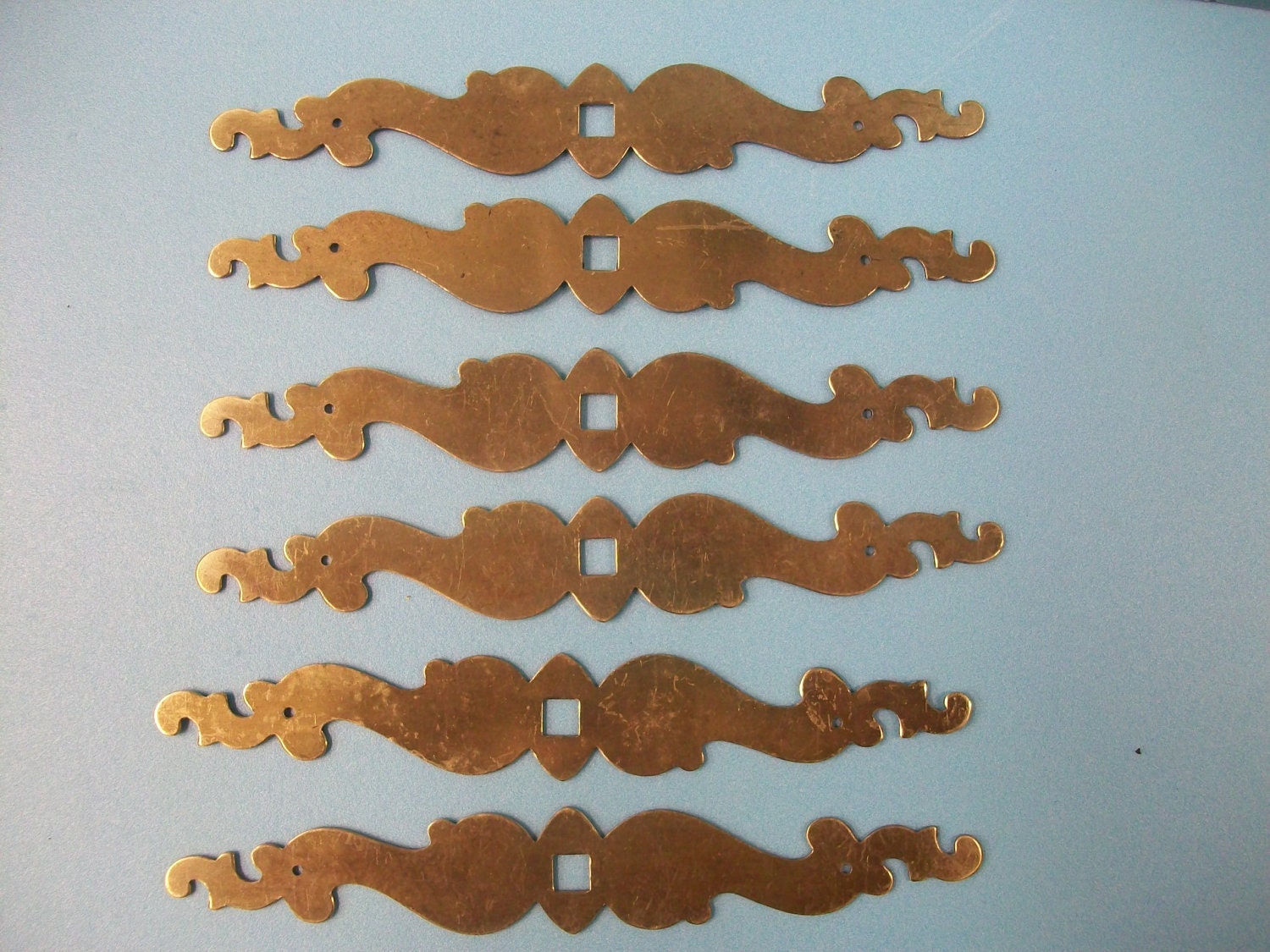 1 Vintage Metal Drawer Plate w/ Brass finish, Antique Hardware,Brass ...