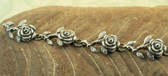 Rose Bracelet Silver Rose Jewelry Silver Flower Bracelet
