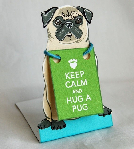 Keep Calm Pug Desk Decor Paper Doll by AfricanGrey on Etsy