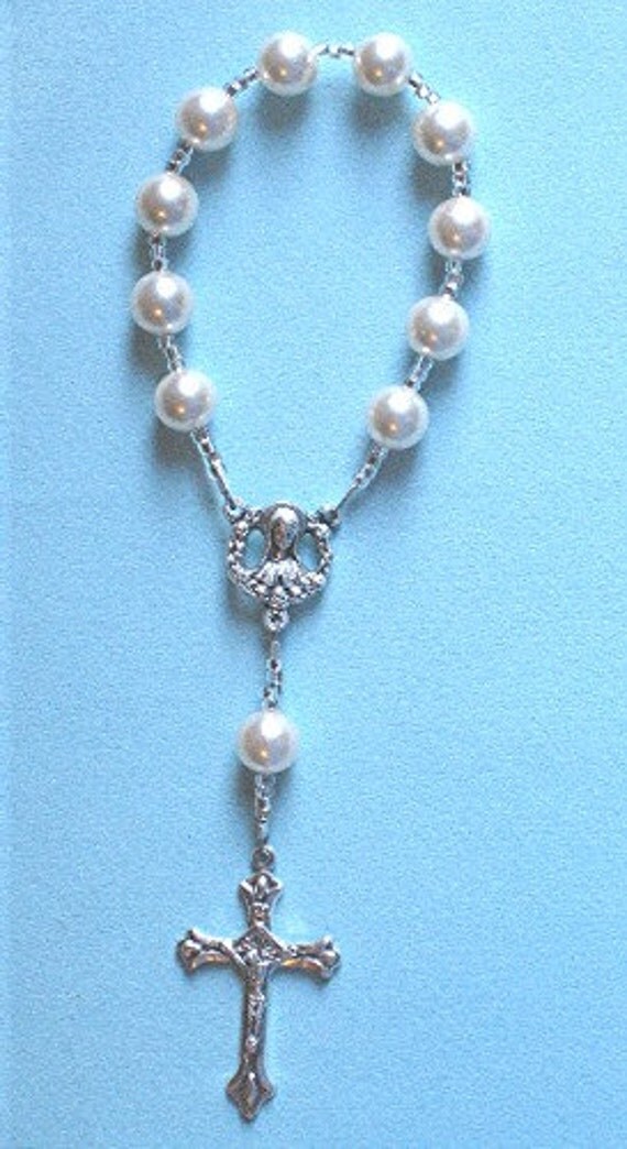 Pocket Rosary Pearl Handcrafted