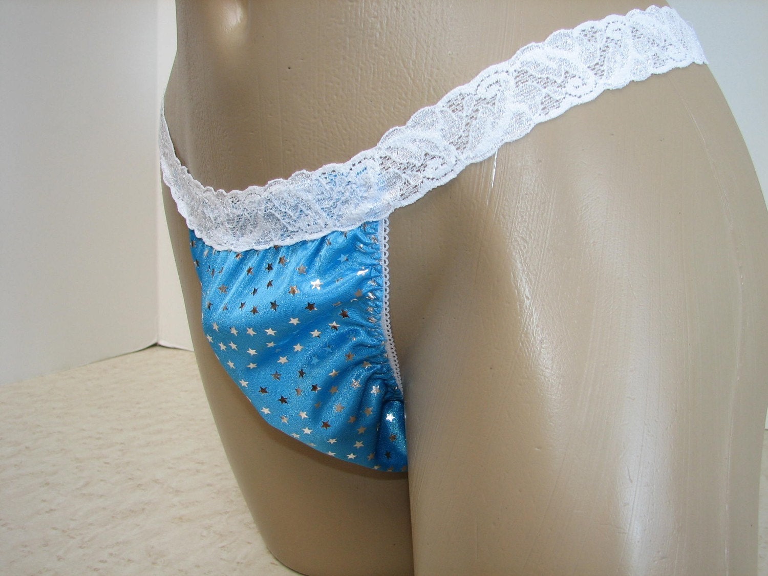Adult Metallic Stars String Bikini Sissy Panties L