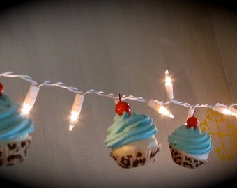 Candy Land Cupcake Lights String of Lights 10 Mini Cupcakes