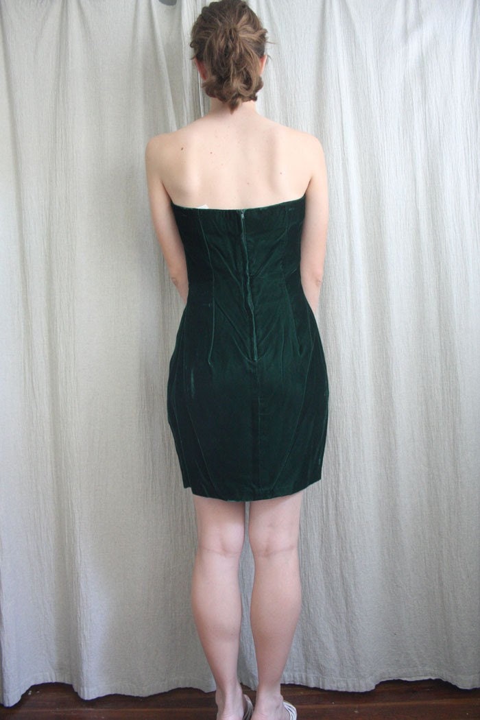 Vintage Forest Green Velvet Cocktail Dress By Advintagous On Etsy