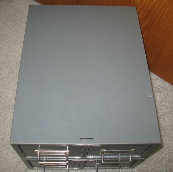 Vintage Steelmaster Metal File Cabinet Stacking 2 Drawer Gray