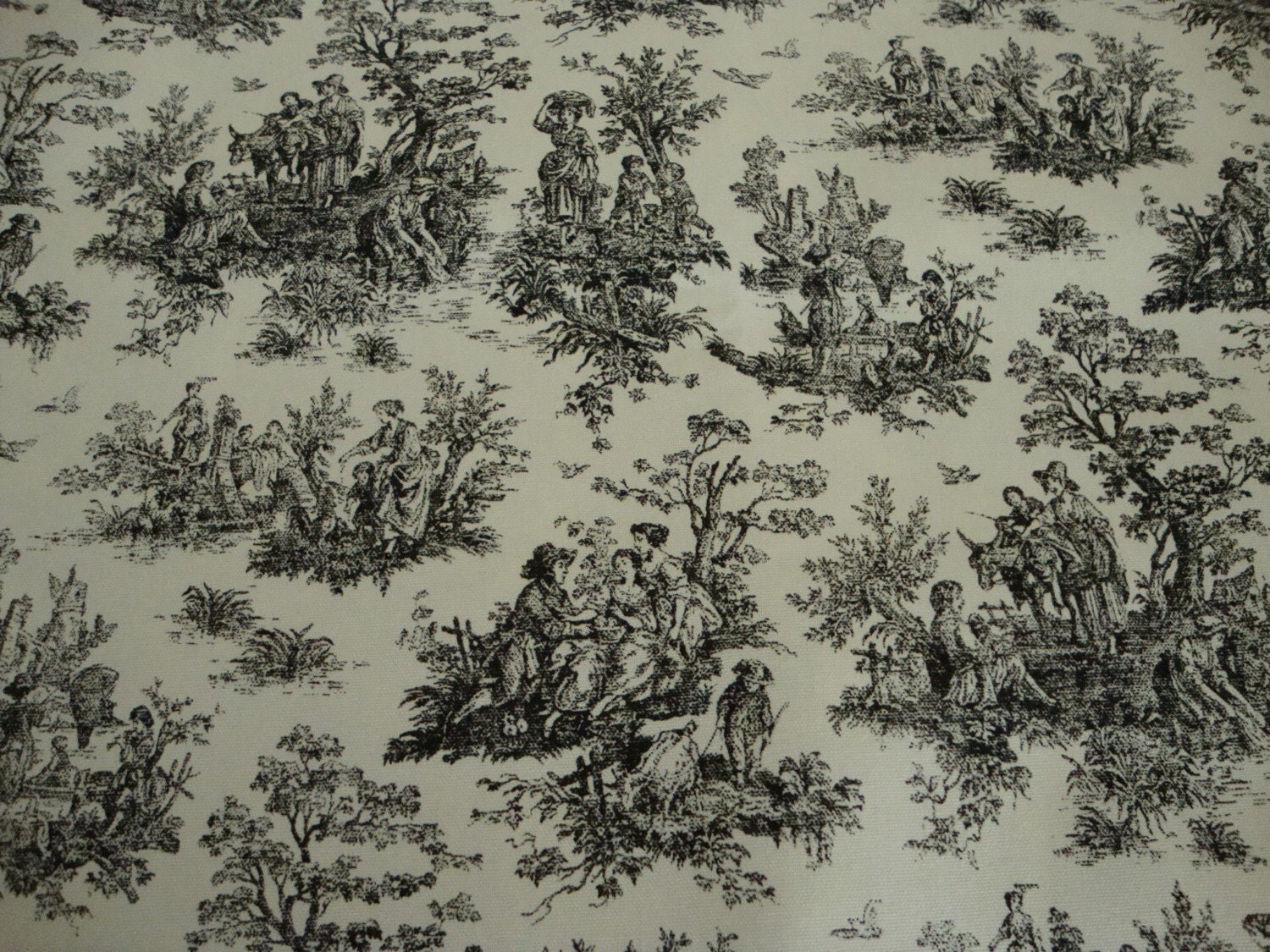 COTTON Upholstery FABRIC French Toile Design Black with