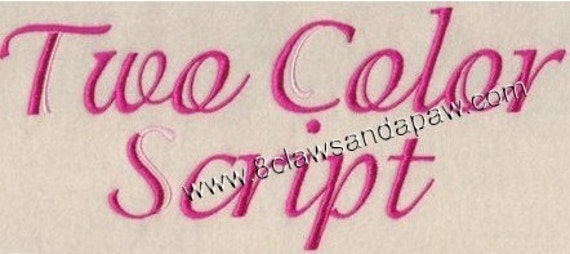 Two Color Script Embroidery Font 3 Sizes