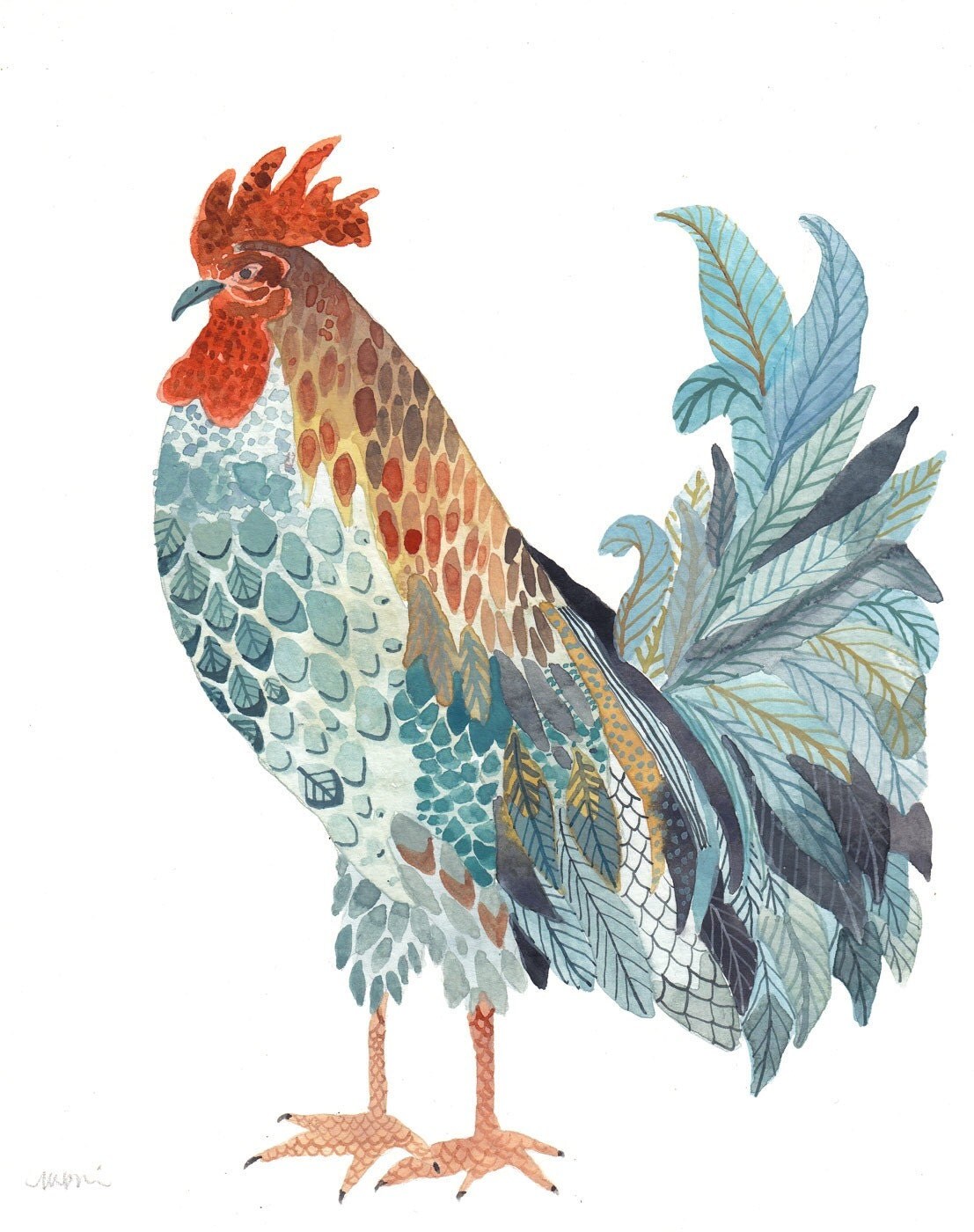 Blue Hen Original watercolor painting