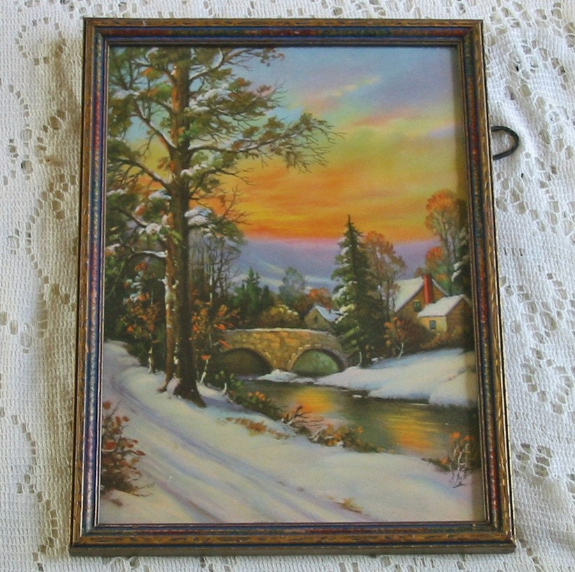 Vintage 1930s Framed W M THOMPSON Litho Print GLORIOUS