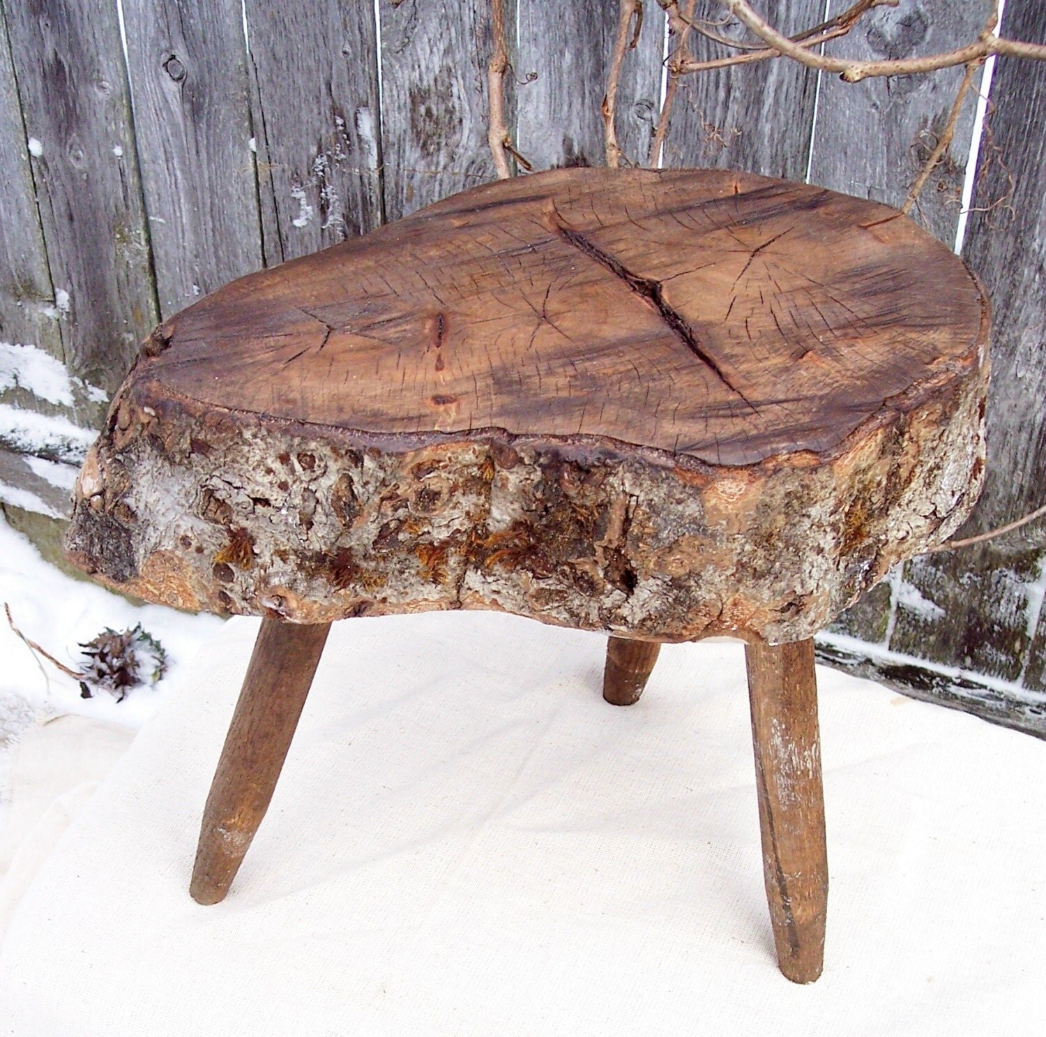 3 Legged Stump Stool rustic wood Country plant by bearpawrustics