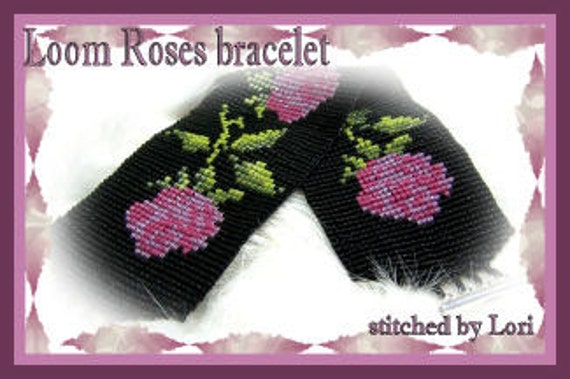 Bead Pattern Loom Roses bracelet