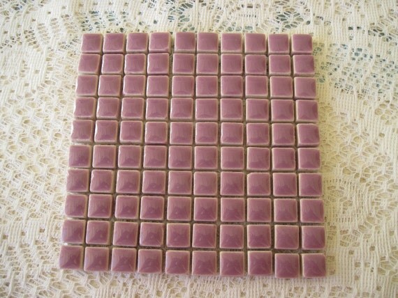 Pretty Mauve Ceramic Tiles for Mosaics 3/8 Inch Square Set of