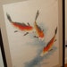 Koi Fish Original Large Framed Chinese Brush Painting 28x38