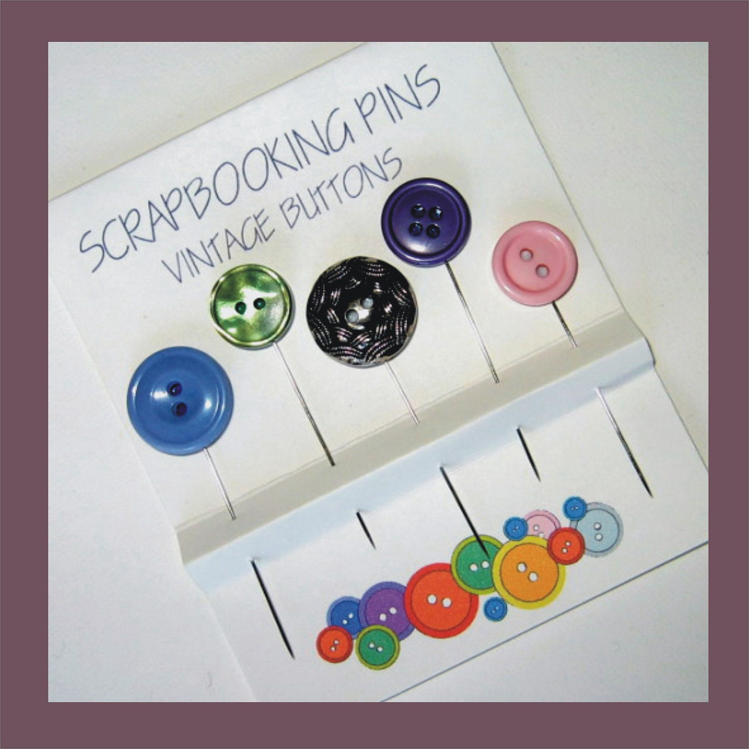 Decorative Scrapbooking Pins Vintage Buttons