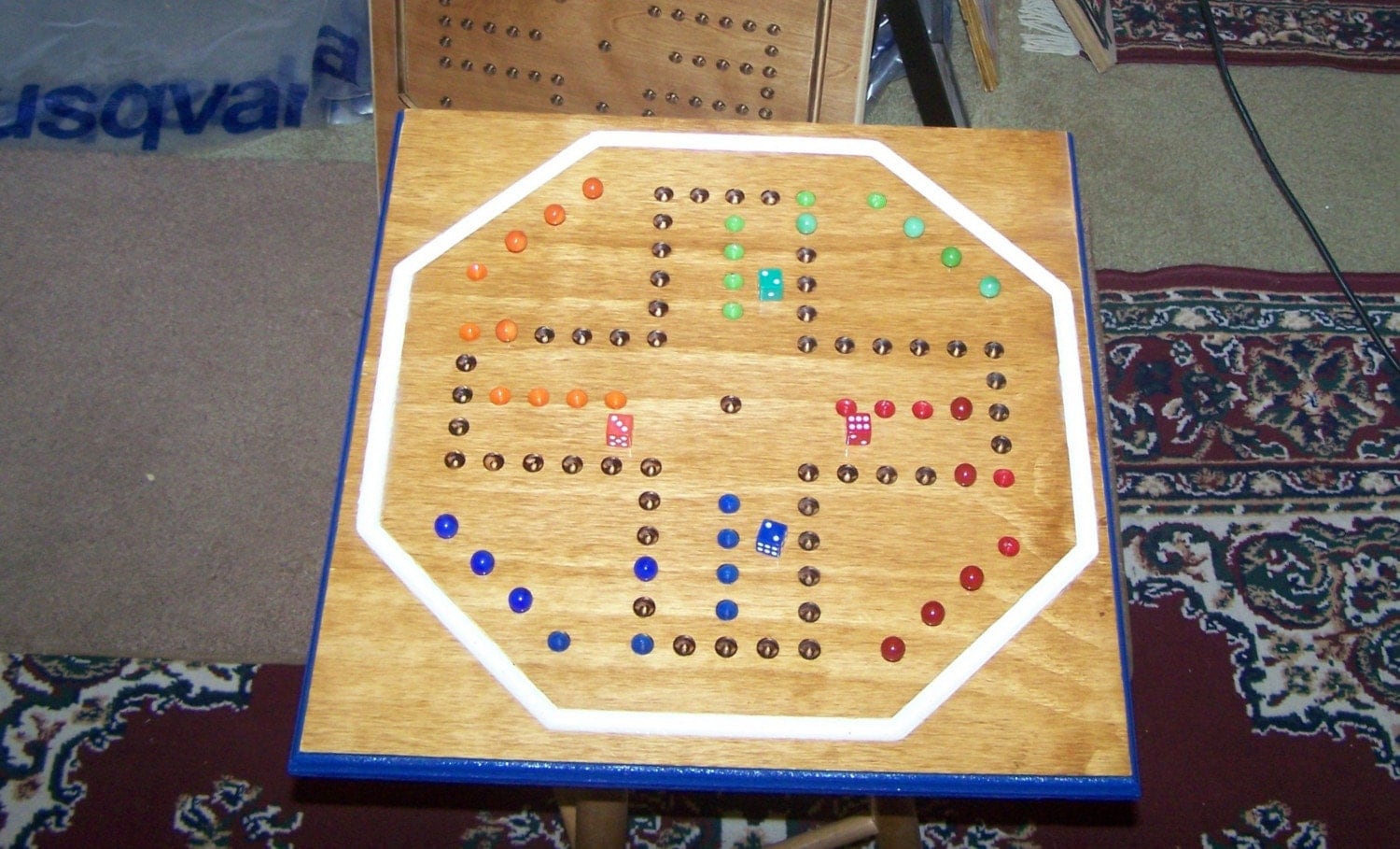 Classic Large Aggravation Wahoo Game Board W Marbles And Dice