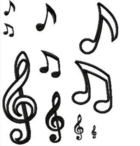 Musical notes THREE Machine Embroidery Applique Designs