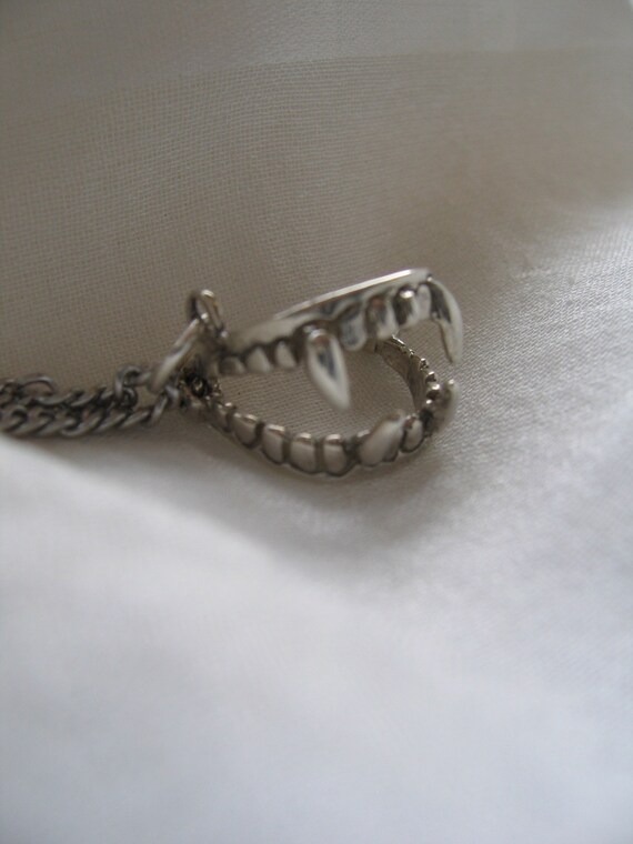Sterling Silver Vampire Fangs Teeth Pendant Gothic