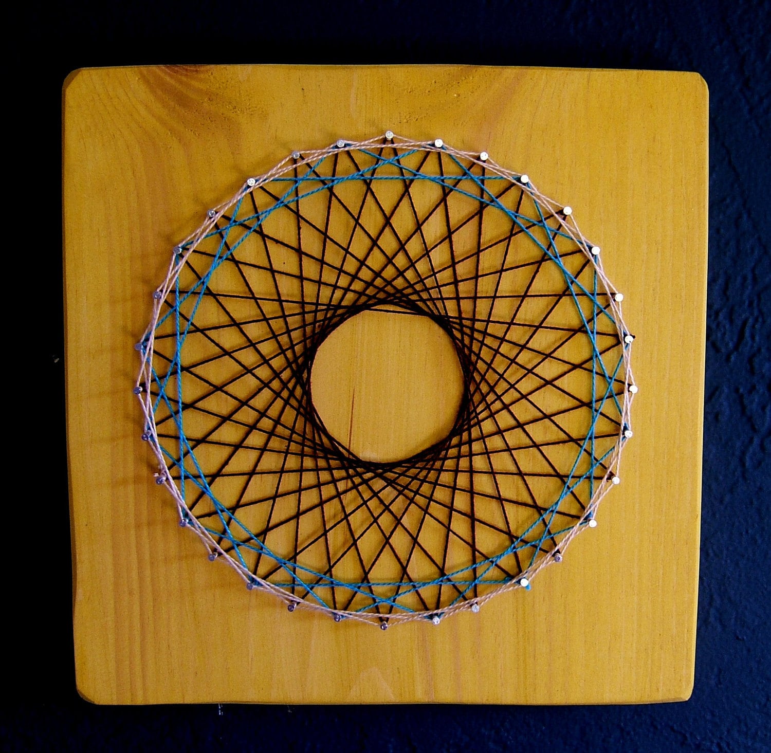 Modern String Art Wooden Tablet Spirograph on Gold