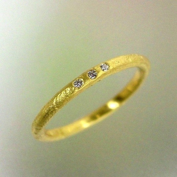 Rustic Wedding Ring Gold Diamond Band Womens Delicate Gold