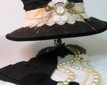 Victorian Mourning Hat ca. 1861/ by ThistleCottageStudio on Etsy