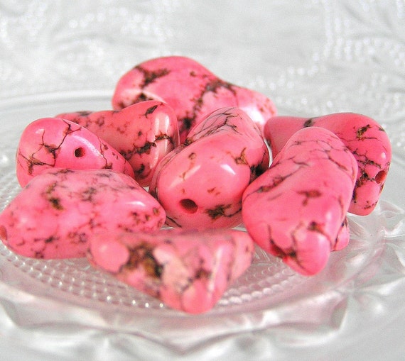 Pink Howlite Nugget Beads 8 ct by lovelandshadetree on Etsy