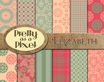 Retro Pink Digital Paper Pack INSTANT DOWNLOAD by PrettyAsAPixel