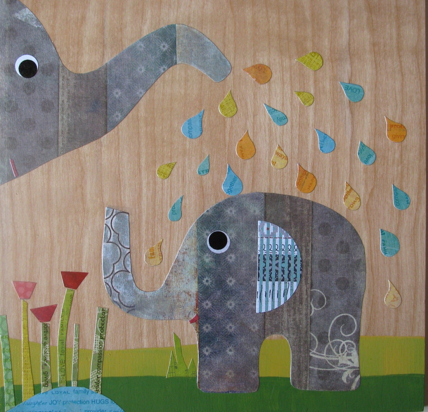 Elephant Love Collage Elephant Art Elephant Kids by MapleShadeKids