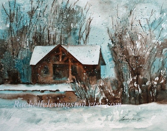 Winter Landscape Painting Christmas art print Christmas wall