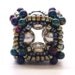 Ionic Cube Beaded Bead in Silver Gray Hematite and Blue