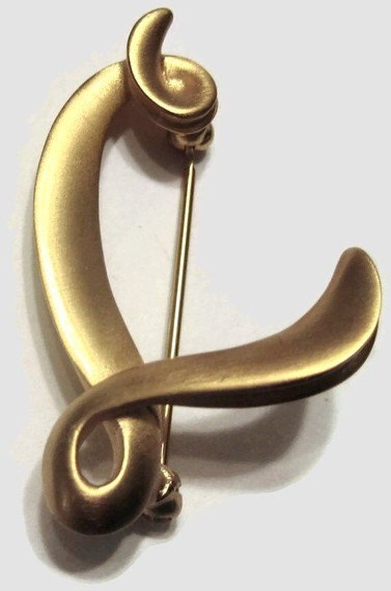 Vintage Brooch Letter L signed AK Jewelry Pin