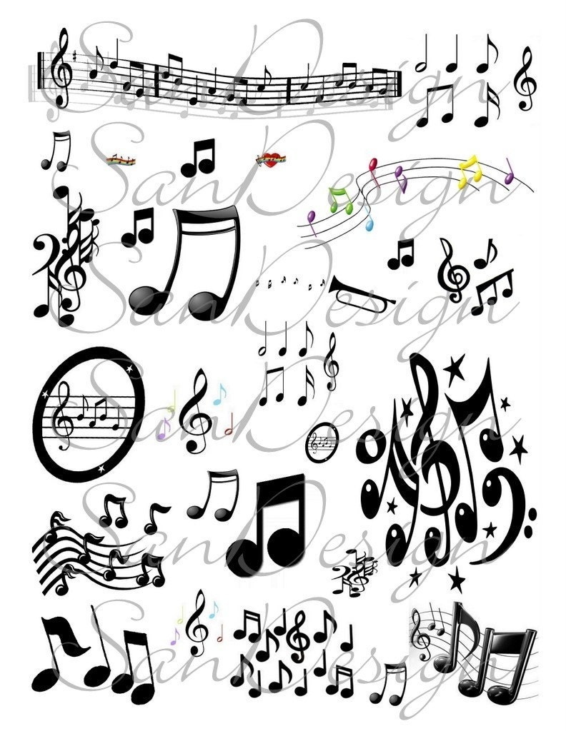Music Notes Digital Collage Sheet No. 78