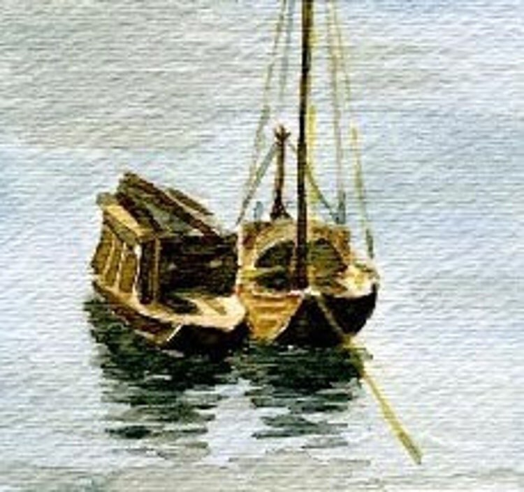 Medieval barges on the Vienne River Original by marionbermondy