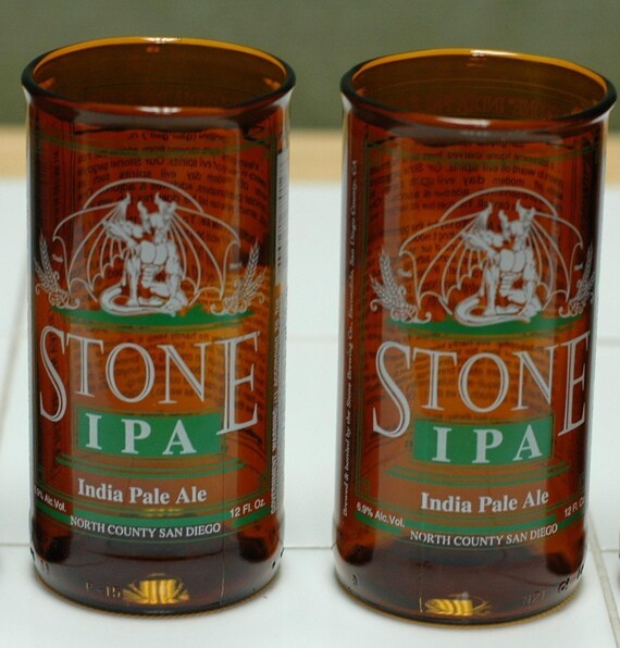 YAVA Glass Recycled Stone IPA 8 Oz Beer Bottle Glasses Set YAVA Glass Recycled Stone IPA 8 Oz Beer Bottle Glasses Set