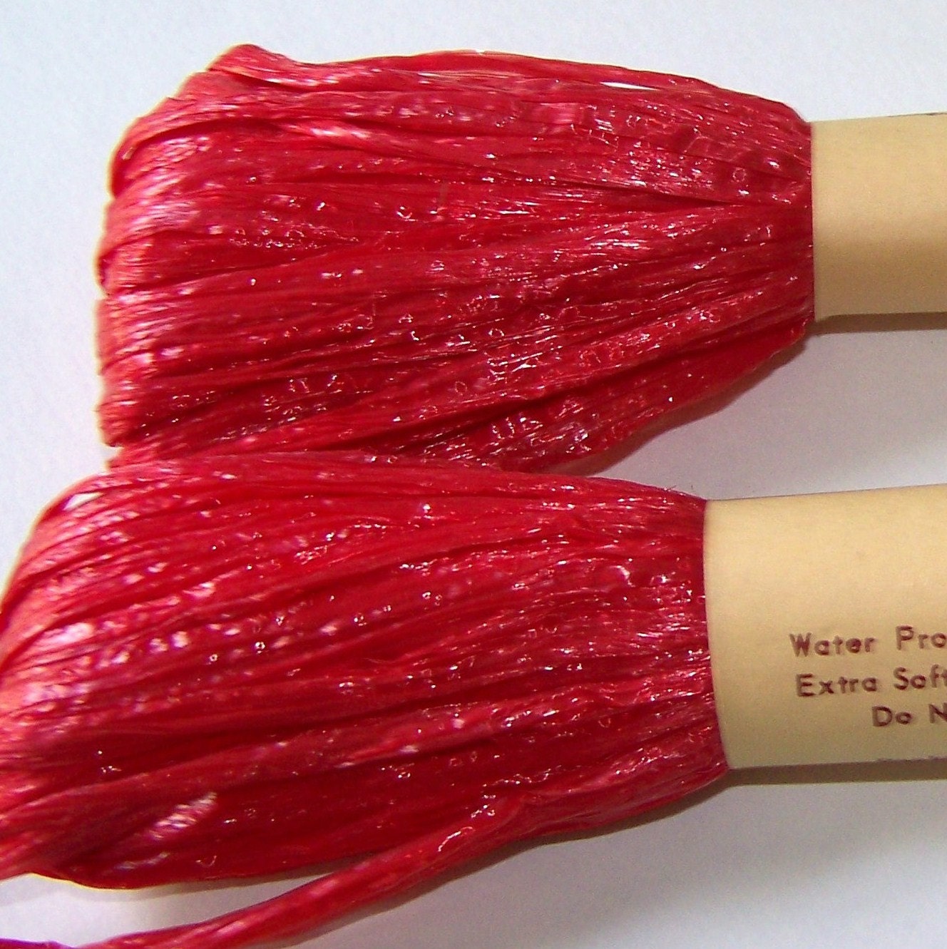 Red Deco Craft Satin Straw ribbon raffia 1960 to 70s vintage
