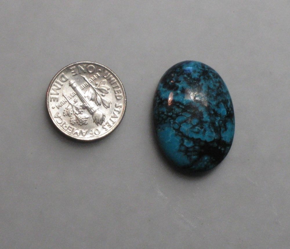 DEEP BLUE TURQUOISE with black matrix turquoise cabochon 1