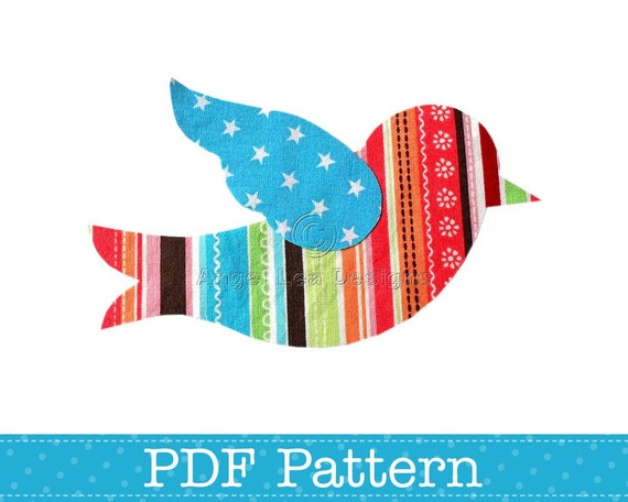 Bird Applique Template Animal DIY Children PDF Pattern by