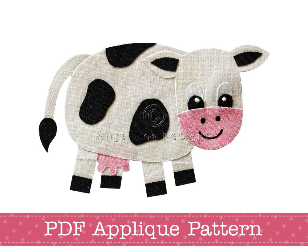 Cow Applique Template Cow Applique Pattern PDF Pattern Black