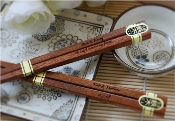 Personalized Engraved Chopsticks Wedding Favors