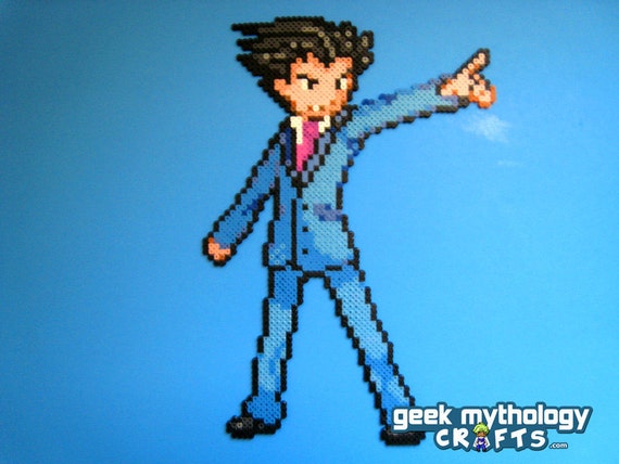 Items similar to Phoenix Wright Ace Attorney Custom Perler Bead Sprite ...