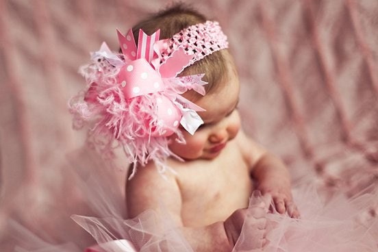 Girls Baby Pink Over The Top Boutique Hair by loveablebabyboutique