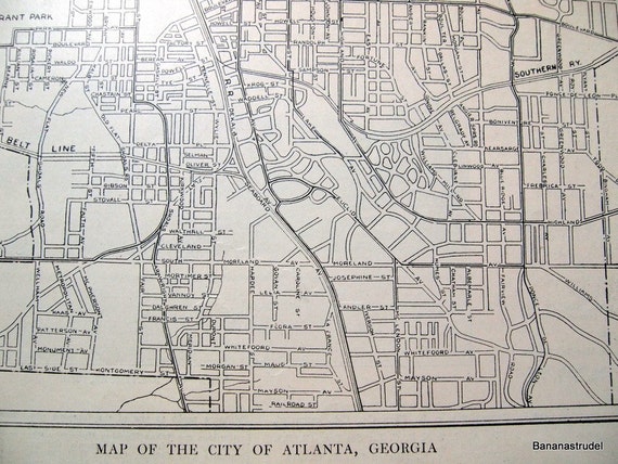 1919 Antique Street Map of Atlanta Georgia