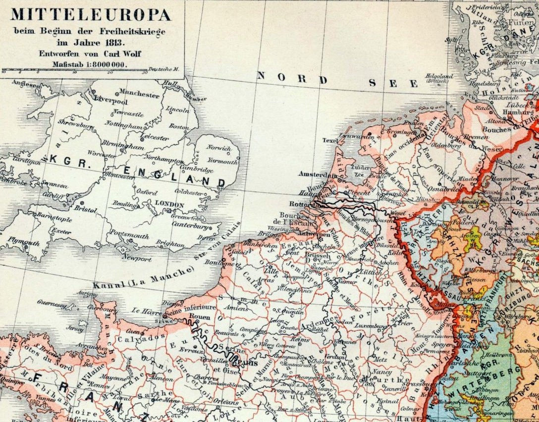 1895 German Vintage Map of Central Europe Vintage Europe Map