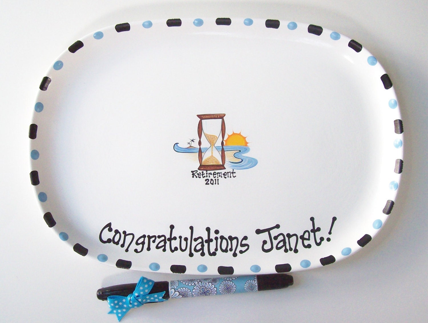 Ceramic Signature Plate for RETIREMENT by TheHeadsCreation on Etsy